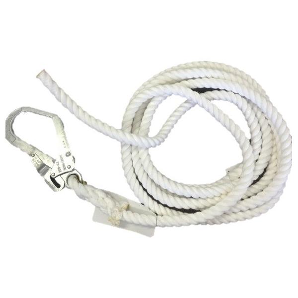 ■【ロープ種類】：クレモナSロープ■【型番】：DGY-1210ST■【仕様】●色：ホワイト（白色）●材質：クレモナS（ポリエステル　混合ビニロン）●端末処理：片大口径フック付き、片テープヒーターカット加工●径×長さ：12mm×10m■【納期...