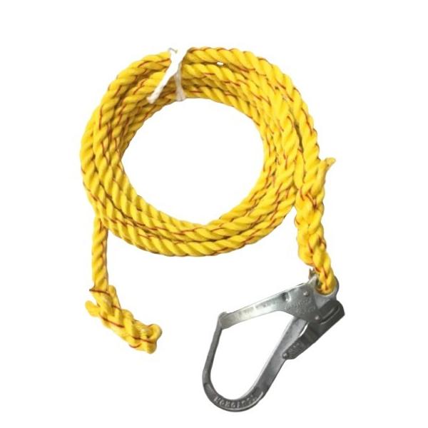 ■【ロープ種類】：エステルタスラン黄色ロープ■【型番】：DGY-1615C■【仕様】●色：イエロー（黄色）●材質：エステルタスラン(ポリエステル)●ポリプロピレン芯入り●端末処理：片大口径フック付き、片逆サツマ加工●径×長さ：16mm×15...