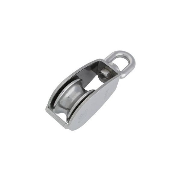 ■【メーカー】：（株）水本機械製作所■【型番】：MB20■【仕様】●使用ロープ径(mm)：6●車径(mm)：20●車溝幅(mm)：7●スイベルタイプ●材質：ステンレス(SUS304)●仕上げ：バフ研磨仕上げ●質量：52G■【納期】:通常3~...