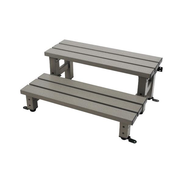 縁側など高い場所からの出入がとても楽になります!【特長】■床にも壁にも取り付け金具があるので安心です。■アジャスター付で不陸調整が可能です。（30mm)【仕様】サイズ：W740×D549×H307〜337mm材質：本体/アルミ色：アーバング...