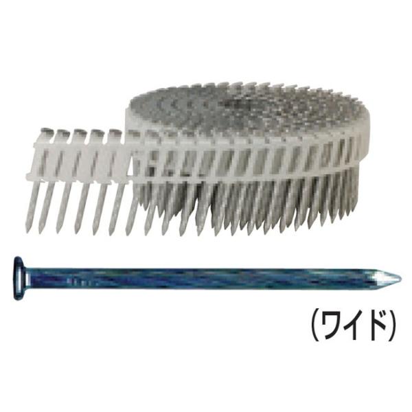 ●材質：鉄　●形状：ワイドシート　●長さ（mm）：45、胴径（mm）：2.52、頭径（mm）：5.5　●梱包単位（1箱）：200本×10巻×2箱