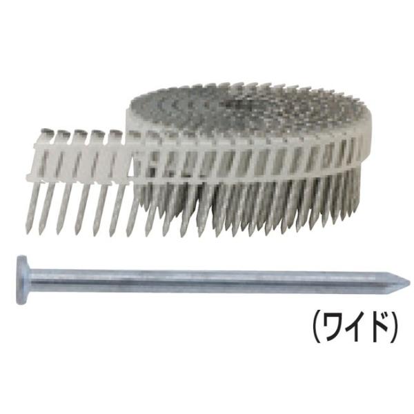 ●材質：鉄　●形状：ワイドシート　●長さ（mm）：27、胴径（mm）：2.52、頭径（mm）：5.5　●梱包単位（1箱）：200本×10巻×2箱