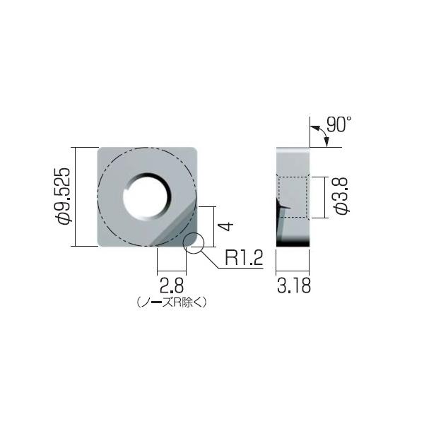 《仕様》●材質：焼結ダイヤ●エッジ形状：シャープエッジ●コーティング：なし●使用コーナー数：1●12個入り