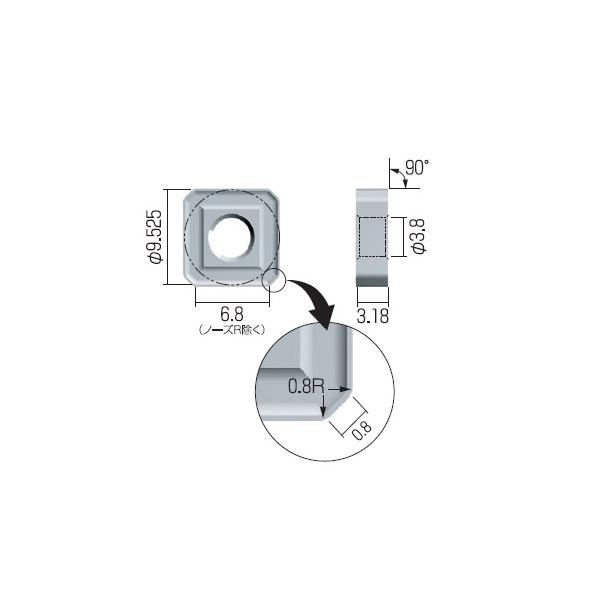 《仕様》●材質：超硬K10種●エッジ形状：シャープエッジ●コーティング：なし●使用コーナー数：8●12個入り