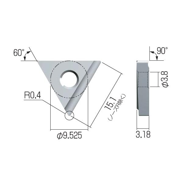 《仕様》●材質：ハイス●エッジ形状：シャープエッジ●コーティング：なし●使用コーナー数：2●1ケース入数：3個《特長》●メントルビー専用チップです。