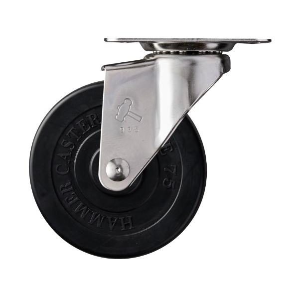 《仕様》●車輪：ゴム車●取付タイプ：平付旋回●材質・表面処理：ステンレス●車輪サイズ：75mm●許容荷重：40daN●取付高：92mm●取付座：70×42mm●取付寸法：56×28mm●取付穴径：6.5mm●偏心：29mm●旋回半径：68m...