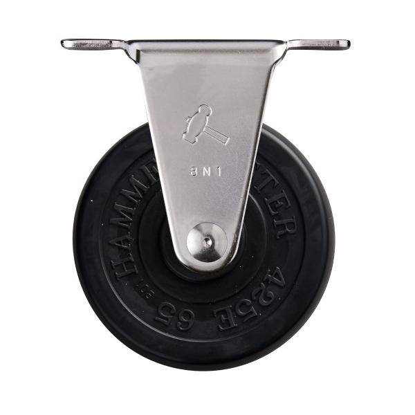 《仕様》●車輪：ゴム車●取付タイプ：平付固定●材質・表面処理：ステンレス●車輪サイズ：65mm●許容荷重：30daN●取付高：82mm●取付座：70×42mm●取付寸法：56×28mm●取付穴径：6.5mm●車幅：21mm 《特長》●耐蝕性...