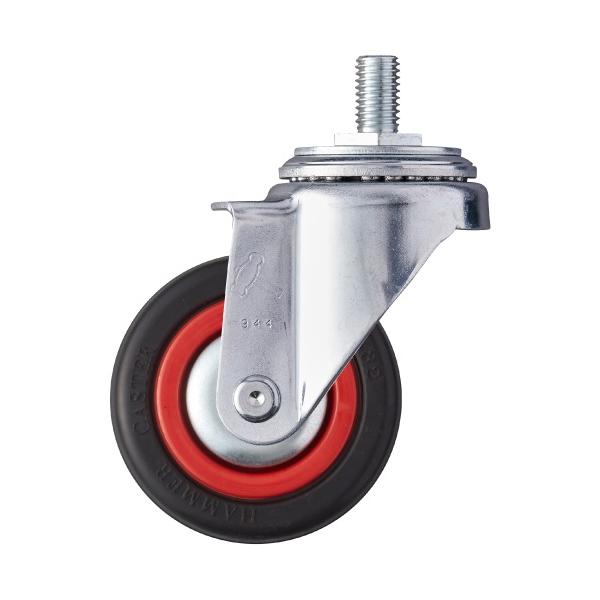 《仕様》●車輪：ゴム車(ラジアルボールベアリング)●取付タイプ：ネジ込み●材質・表面処理：スチール(三価クロム化成処理)●車輪サイズ：75mm●許容荷重：60daN●取付高：106mm●軸長：20mm●ねじ径：M12×1.75●偏心：30m...