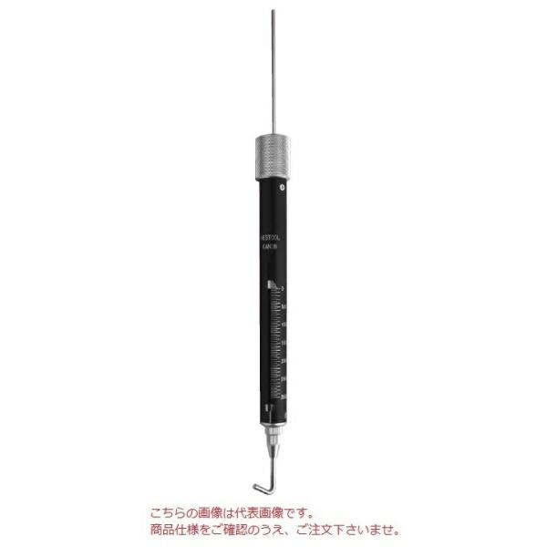 《仕様》●最小目盛：200cN●測定範囲：0〜7000cN●許容最大荷重：7000cN●精度：±1目盛●全長：340mm●質量：187ｇ《特長》●置針付タイプです。●スプリングの力を応用して円筒形に目盛を表し、精密な測定ができるテンションゲ...