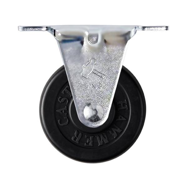 《仕様》●車輪：ゴム車●取付タイプ：平付固定●材質・表面処理：スチール(クロームメッキ)●車輪サイズ：50mm●許容荷重：30daN●取付高：65mm●取付座：70×42mm●取付寸法：56×28mm●取付穴径：6.5mm●車幅：20mm ...