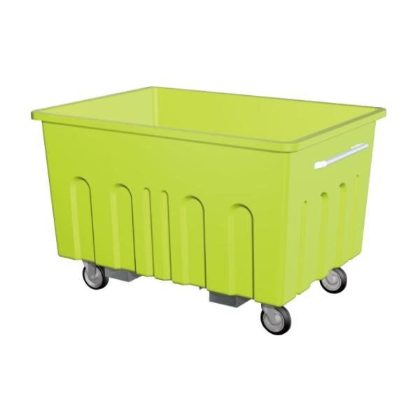 《仕様》※フォークリフト用●容量：約800L(45Lゴミ袋 18個相当)●標準色：ライトグリーン●材質：ポリエチレン●寸法 約(幅X奥行X高さ)：1380X970X948mm●重量：58kg●キャスター：φ150mm(持手側 ストッパー付自...