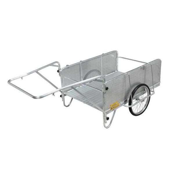 《仕様》●側板(パンチングメタル)あり仕様●タイヤタイプ：20インチ ノーパンクタイヤ●自重：25kg●最大積載重量：180kg●使用時の寸法　・全長：2110mm　・全幅：1080mm　・全高：730mm●荷台寸法　・有効長：1200mm...