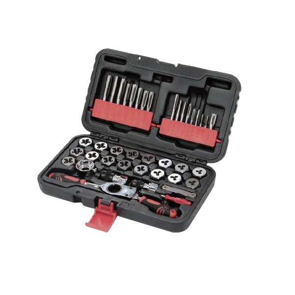 《仕様》●セット内容：40点●ハンドル：ラチェット式 19ｍｍ●タップ&amp;ダイス：M3×0.5, M3×0.6, M4×0.7, M4×0.75, M5×0.8, M5×0.9,M6×1.0, M7×1.0, M8×1.25, M9×...