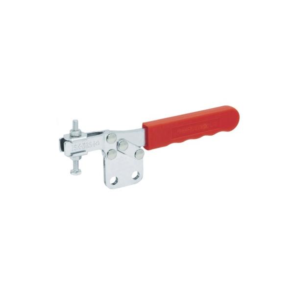 《仕様》●下方押え型●水平ハンドル●ストレートベース●全長(mm)：260●締付力(kN)：5.0●付属ボルト径：M10×65●クランプアーム移動角度(°)：65●ハンドル操作角度(°)：85●質量：710g《特長》●溶接治具、組立治具、検...