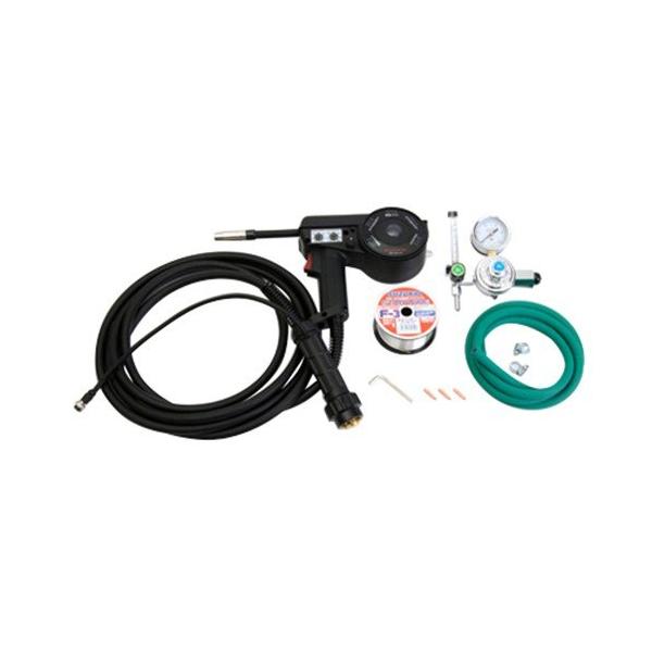 《仕様》●セット内容・付属品： ・スプールガン×1個 ・アルミワイヤ0.8mm×0.45kg(PF-41)×1個 ・アルゴン流量計×1個 ・チップ 直径0.8mm 3個入(P-623)×1組 ・ホース2m×1本・ホースバンド×2個