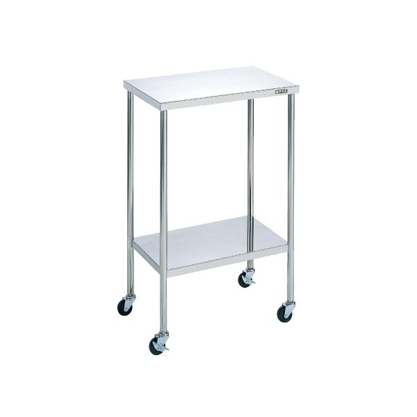 【完成品】 《商品説明》●拭取りやすいコーナー形状●グリーン購入法適合商品《商品スペック》●外寸：W485×D315×H760mm●質量：5.2kg●材質：SUS304、BA仕上げ(支柱/棚板はSUS304)●キャスター：50φゴム車 スチ...