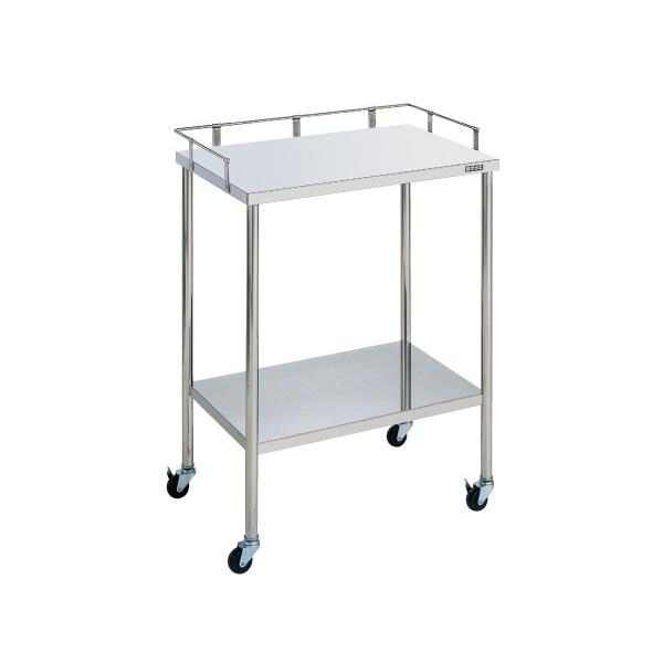 【完成品】 《商品説明》●拭取りやすいコーナー形状●グリーン購入法適合商品《商品スペック》●外寸：W485×D315×H810mm●質量：6.2kg●材質：SUS304、BA仕上げ(支柱/棚板はSUS304)●キャスター：50φゴム車 スチ...