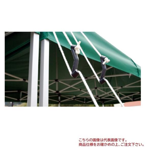 《仕様》●材質： ビニロン＋ポリエステル混合●サイズ： Φ6mm×3.5m●数量： 4本●付属品： 自在付《特長》●テントを固定するときに使用する直径6(mm)の太い張綱です。●大型自在で、張り具合の調整が簡単に出来ます。