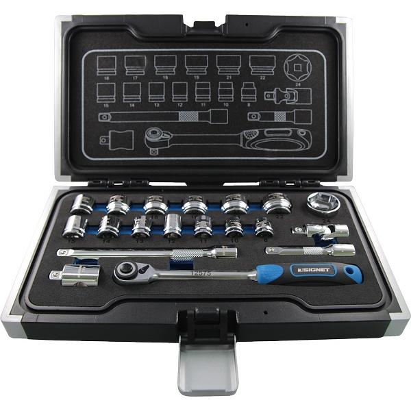 《仕様》●ケースサイズ(W×D×H)：300×180×55mm●質量：1680g■セット内容●ソケット：8・10・11・12・13・14・15・16・17・18・19・21・22・24mm●ラチェットハンドル72T：195mm●エクステンシ...