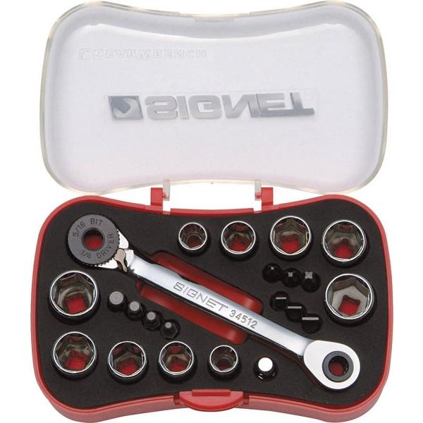 《仕様》■セット内容●1/4"SQソケット：8・10・12・13・14mm・5/16・3/8・7/16・1/2・9/16●1/4"SQアダプター●マイクロドライバー●1/4"HEXプラスビット：#1・2・3●1/4"HEX六角ビット：3・4...