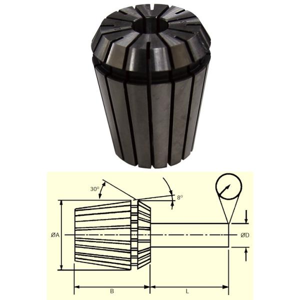 《仕様》●寸法A：17mm●寸法B：27mm●内径φD：φ3.5mm●寸法L：16mm●把握径：3.5〜3.0mm●振れ精度：A級(0.01mm)《特長》●ERタイプのコレットです。