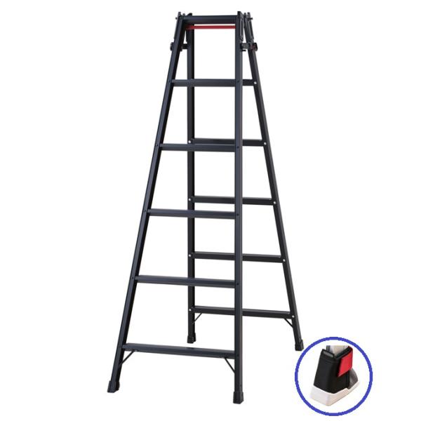 【台数限定】フローリング等の床を守る脚立ソックス(RCK-L)付き！ 《仕様》●BLACK LABEL (ブラックレーベル)●天板高さ：1.7m●有効高さ：1.4m●はしご時長さ：3.56m●設置寸法(外寸)　・全幅：62cm　・奥行：10...