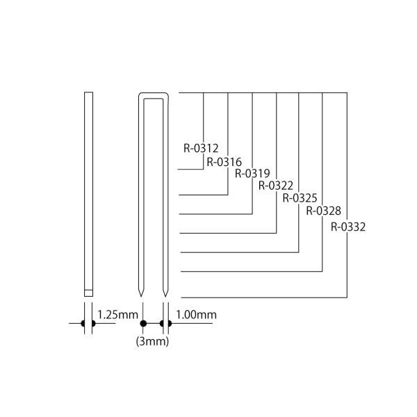 ※北海道・沖縄・離島への配送は、別途送料を申し受けます。《仕様》●線種：MA線●肩幅(内寸)：3mm●長さ：25mm●材質： 鉄●本数/連：75●1箱入本数：5000《特長》●用途：建築、木工
