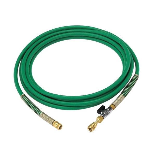 《仕様》●ホース長：5m●両端1/4″フレア(メス)ストレート●常用圧力：5.5MPa●片側バルブ・ムシ押付