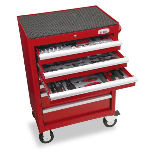 《仕様》●ケース色:レッド●ケース寸法(mm)間口×奥行×高さ:676×459×995●セット内容(点)：71●質量:77.3kg《特長》●一般的に使われる工具を厳選し、各種産業機械の整備に適したキャビネットセットです。