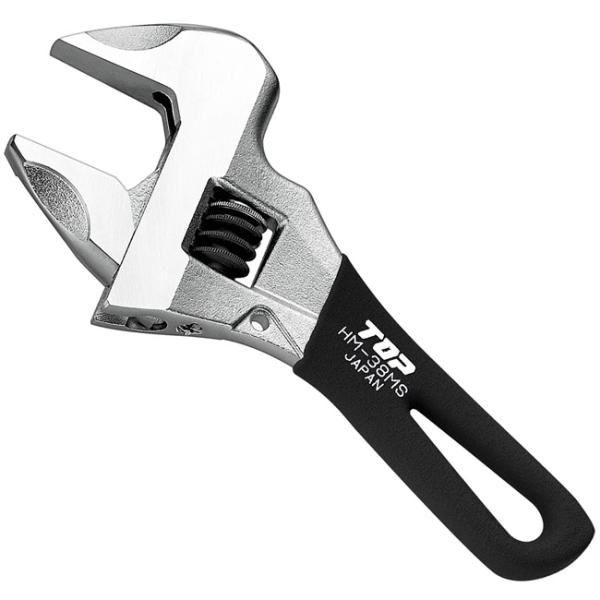 《仕様》●口開き寸法：0〜38mm●L：165mm●T1：9mm●T2：15.4mm●D：76mm●グリップ色：ブラック●重量(g)：330《特長》●ワイドな口開きでワンランク上のサイズまで開きます●ガタ無しウォーム搭載でボルト・ナットを傷...