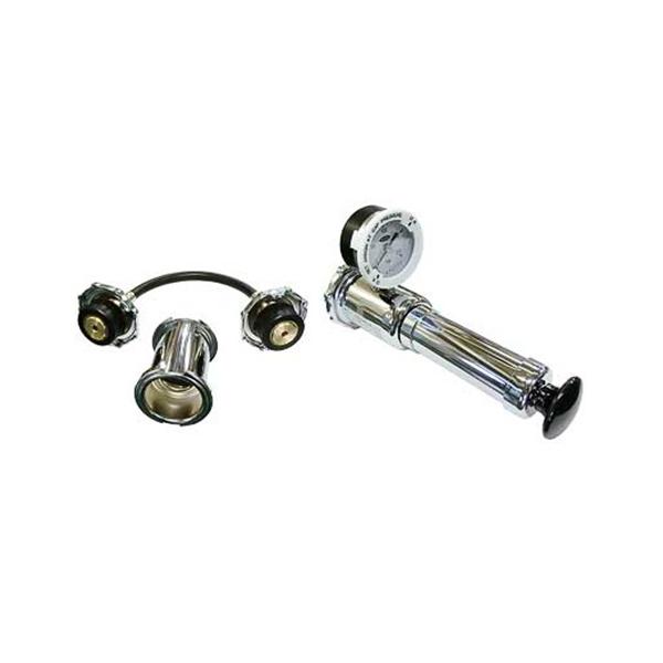 《仕様》●メーター径：φ50mm●最高目盛：200KPa●最小目盛：10KPa●加圧能力：200KPa●フィラーネック形状：ロック式(ツメ式) 内径 41mm、深さ 19.5mm●総重量：約1350g■付属品：ホースアダプター、筒型アダプタ...