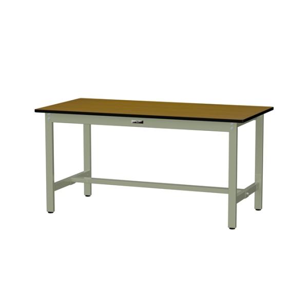 《ワークテーブル500シリーズ 固定式H740mm メラミン天板（21mm）》●サイズWxDxH　1500x750x740●質量(kg)　33.3●カラー　天板：木目柄　本体：グリーン●SJM1575MG特長●メラミン天板（２１mm)●均等...