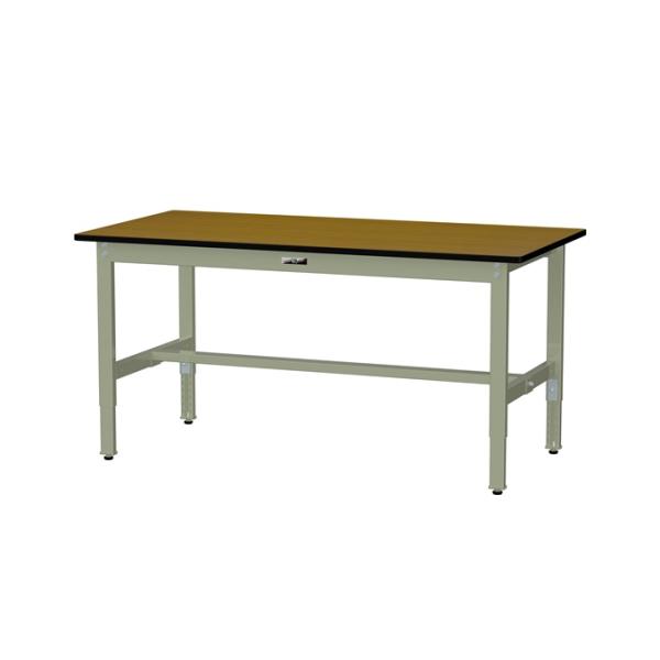《ワークテーブル300シリーズ 高さ調整タイプ ポリエステル天板（21mm）》●サイズWxDxH　1500x750x600〜900●質量(kg)　29●カラー　天板：木目柄　本体：グリーン●SWPA1575MG特長●ポリエステル天板（２１m...
