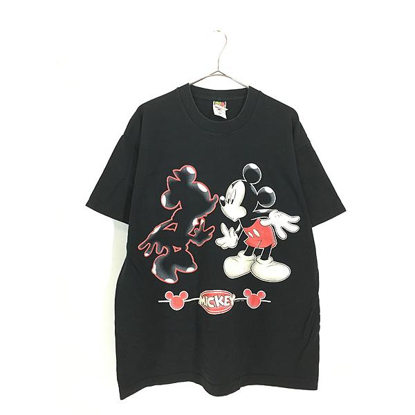 古着 90s USA製 Disney ミッキー ミニー シルエット Tシャツ XL 古着 90s USA製 Disney ミッキー ミニー シルエット Tシャツ XL