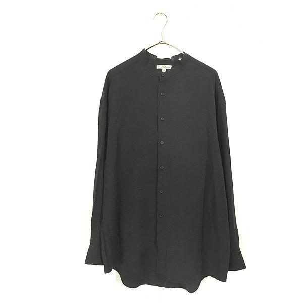古着 90s Pavo ブラック レーヨン バンドカラー シャツ XL 古着