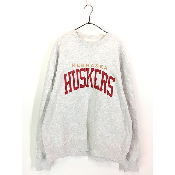 古着 90s USA製 Russell Pro Cotton NCAA Nebraska Cornhuskers ハスカーズ ヘビー スウェット トレーナー L 古着