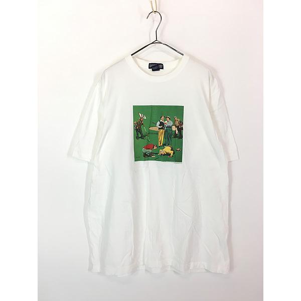 古着 90s LANDS' END 「Eighteenth Hole」 John Falter フォト アート Tシャツ L 古着 90s LANDS' END 「Eighteenth Hole」 John Falter フォト アート
