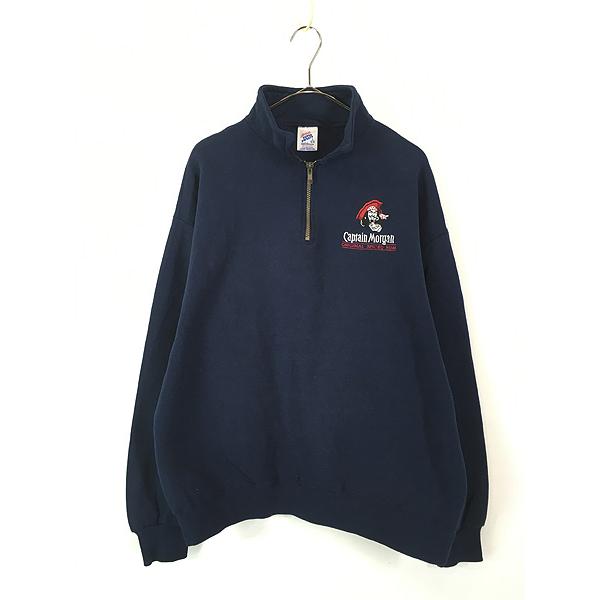 古着 90s USA製 Captain Morgan ラム アルコール 企業 ハーフジップ スウェット トレーナー L 古着