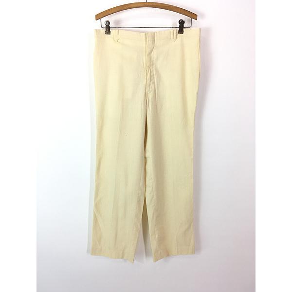 古着 80s COTLER ホワイト ネップ リネン レーヨン スラックス パンツ ストレート W32 L30