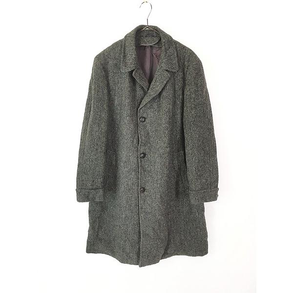 古着 60s Harris Tweed 上質 ネップ ハンドウーヴン ツイード バルマカーン チェスター オーバー コート 40位