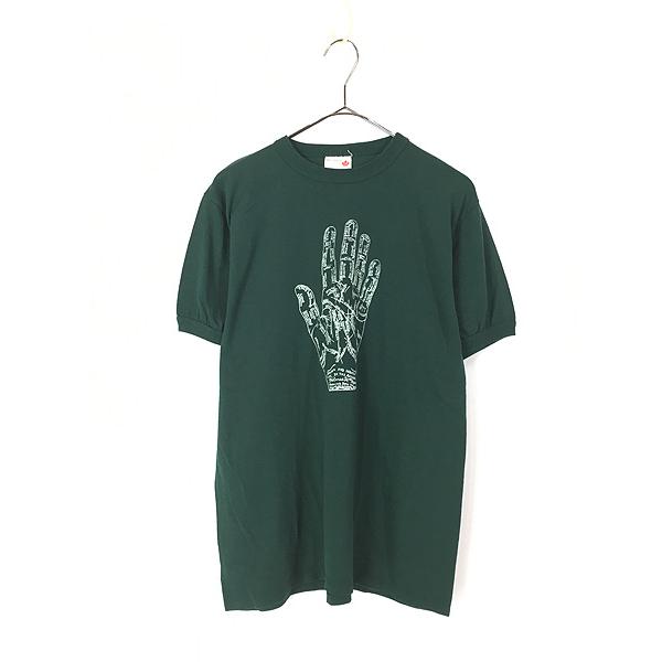 古着 80s Canada製 Holmes Merton 「Physiognomy and Palmistry」 手のひら 手相 アート Tシャツ L