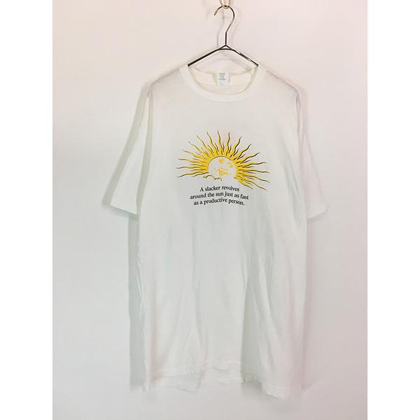 古着 90s Master Card 「slacker」 太陽 ジョーク メッセージ クレジット カード パキ綿 Tシャツ XL