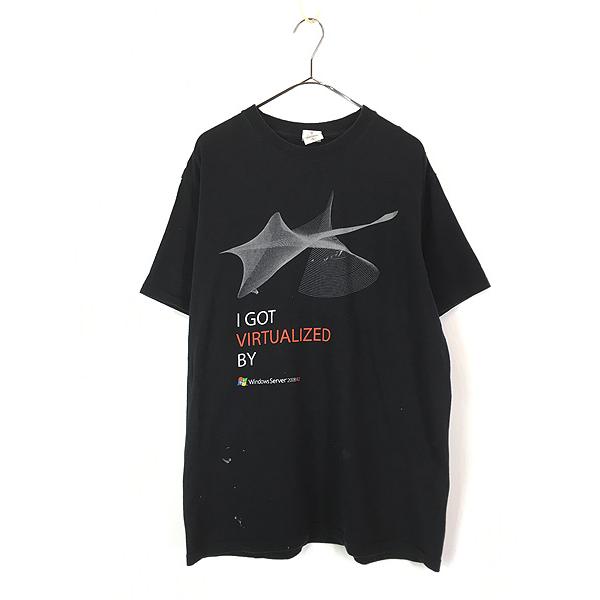 古着 00s Microsoft Windows Server 2008 R2 「I Got Virtualized」 PC コンピューター ソフトウェア Tシャツ L