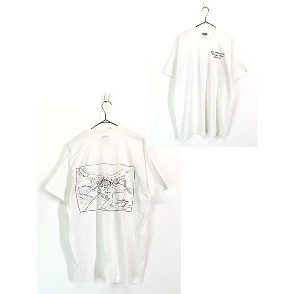 古着 90s USA製 Port O'Plymouth Roanoke River Museum 博物館 地図 アート Tシャツ XL