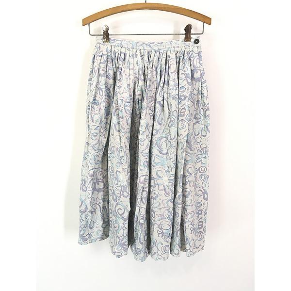 レディース 古着 60s KORET of California 花 フラワー モチーフ アート コットン タック スカート ミモレ丈 S位 古着
