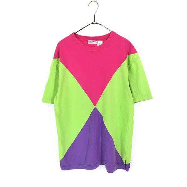 レディース 古着 90s BOUNDARY WATERS 3color クロス 切替 デザイン Tシャツ M 古着