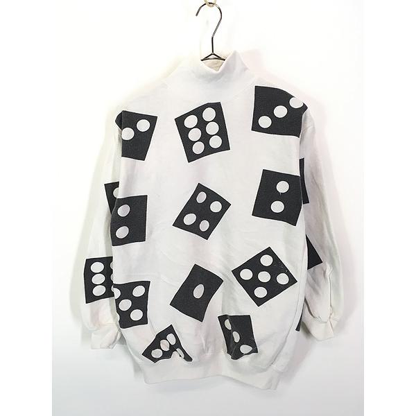 レディース 古着 80s BOUNDARY WATERS サイコロ ダイス タートルネック スウェット トレーナー L 古着