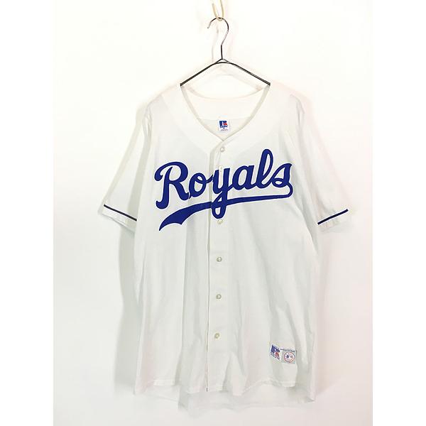 古着 90s USA製 MLB Kansas City Royals 「Bill Gilbreth」 ギルブレス ベースボール シャツ XL 古着
