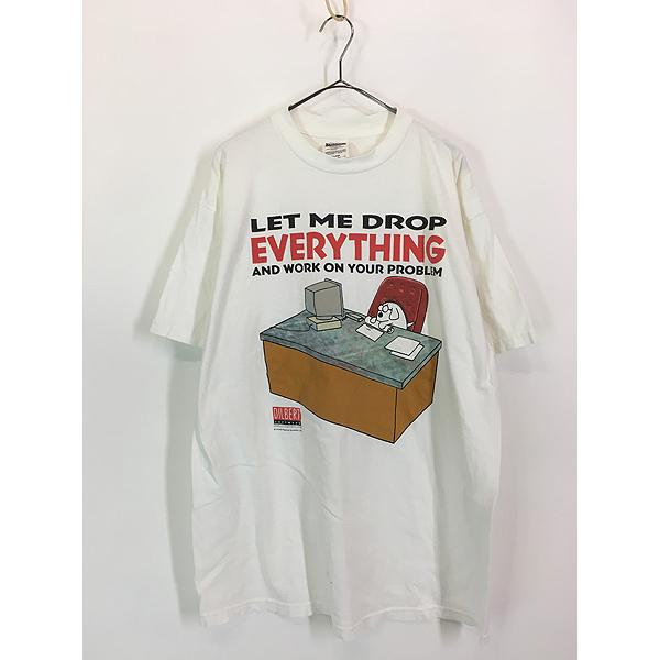 古着 90s DILBERT 「Let Me Drop」 PC コンピューター ソフトウエア ポップアート Tシャツ XL
