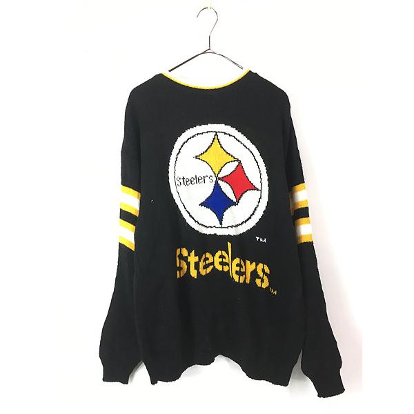 古着 90s NFL Pittsburgh Steelers スティーラーズ アクリル ニット セーター L 古着